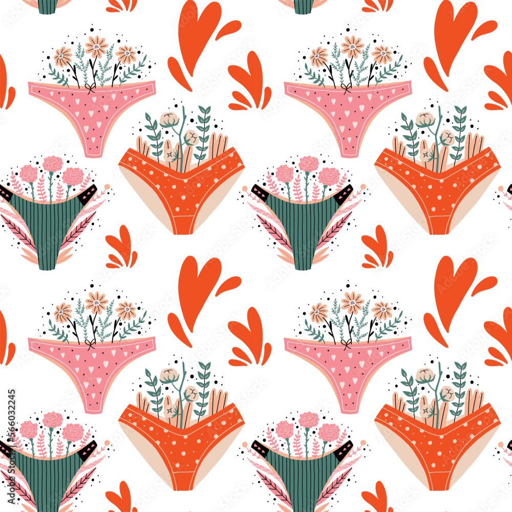 Female panties with flowers pattern. Critical Days. Women menstrual ...