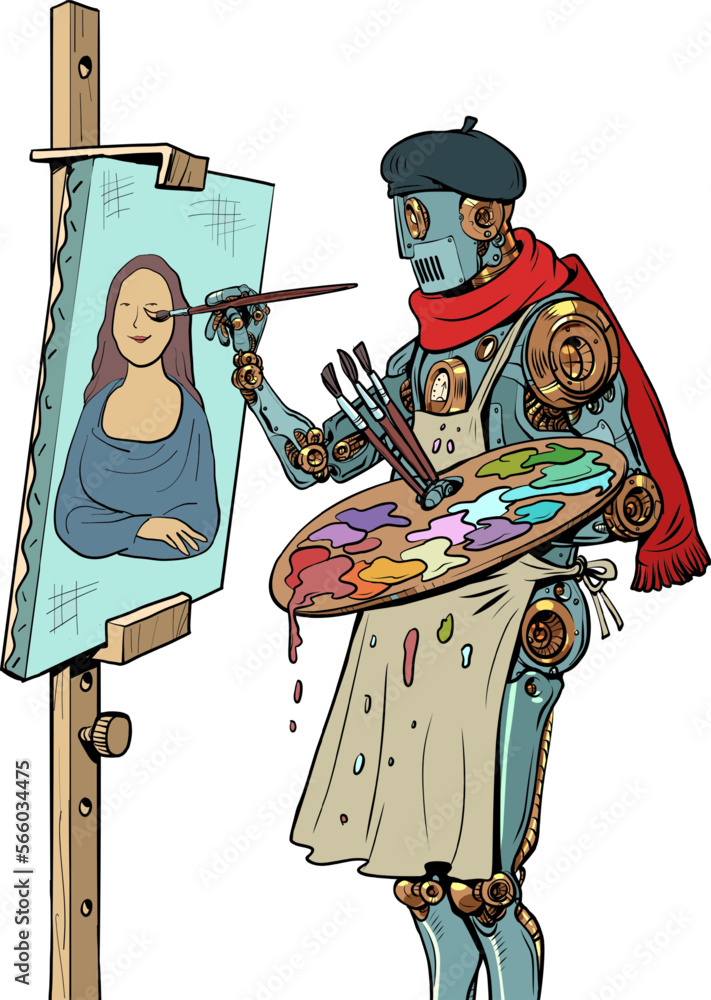 Robot artist drawing Madonna. AI generated drawing, artificial ...