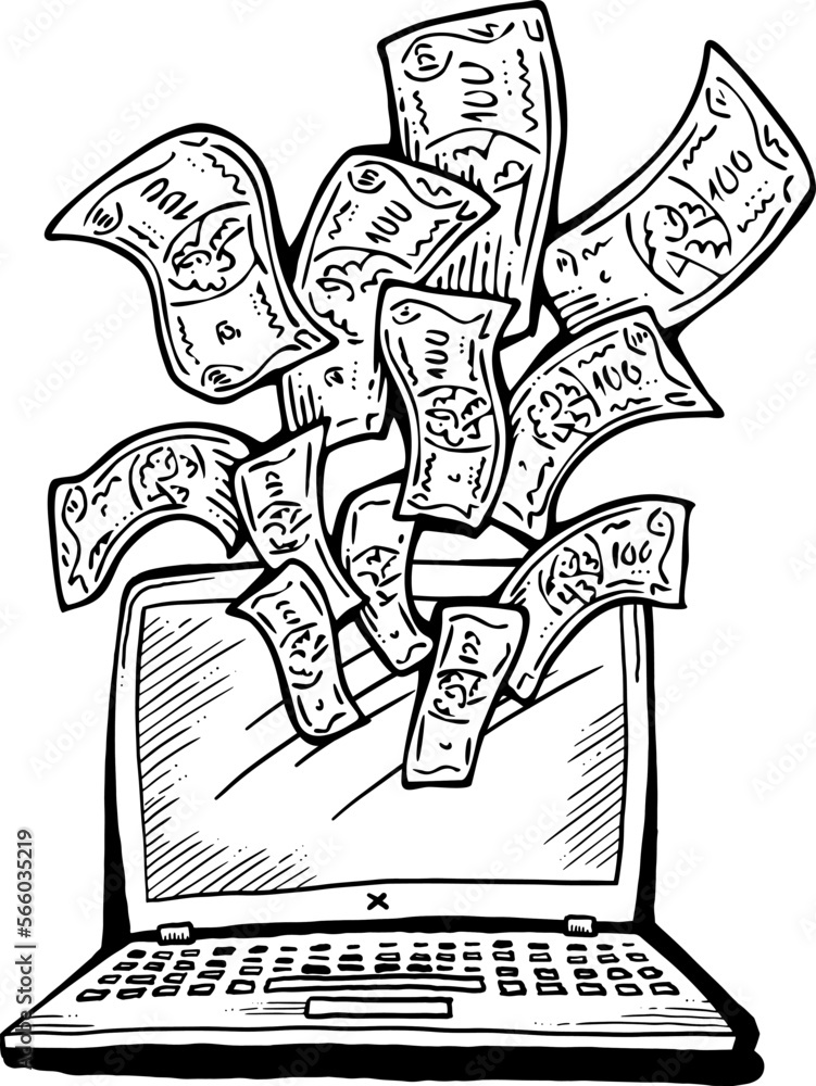 Money cash flying into and out of wallet. Income transfer, currency ...