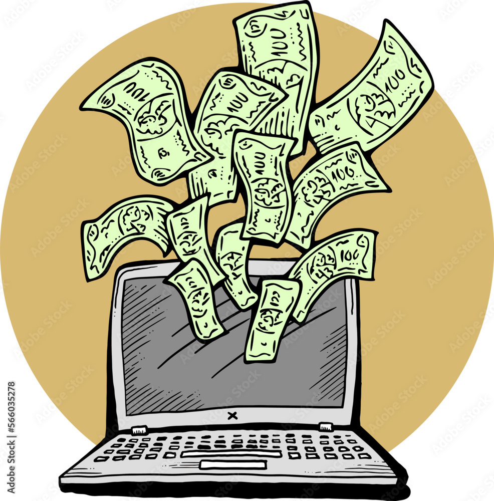 Money cash flying into and out of wallet. Income transfer, currency ...