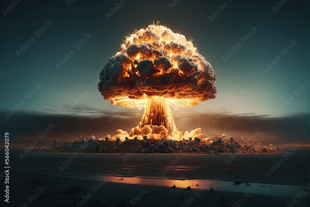 Atombombe explodiert auf dem Planeten Erde, Krieg, Nuklearkrieg, Politische Lage, Generative AI ...