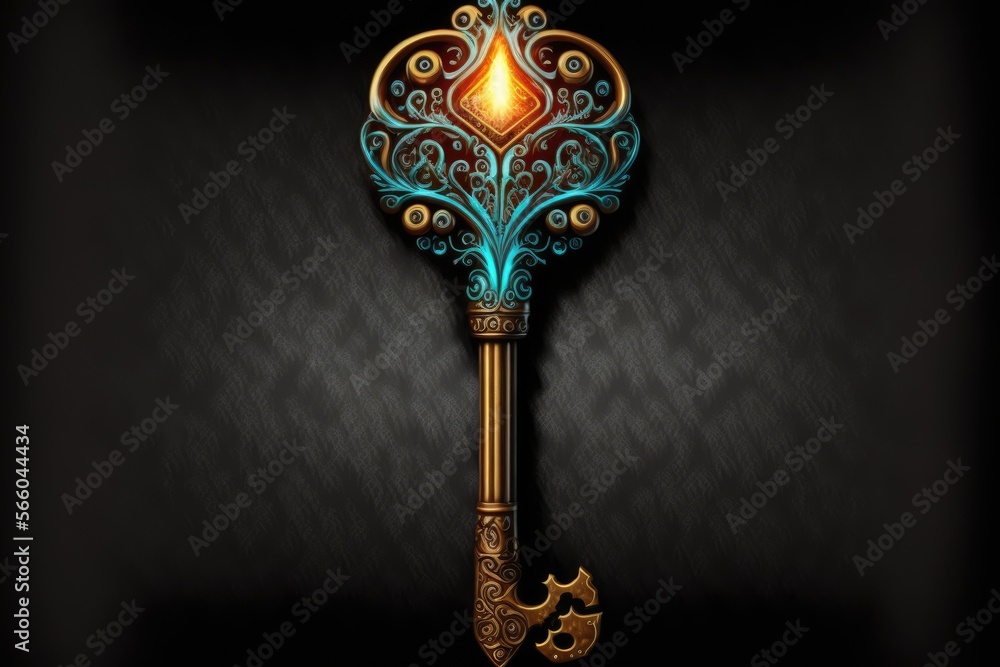 Magic key to fantasy world, mystical key, digital illustration ...