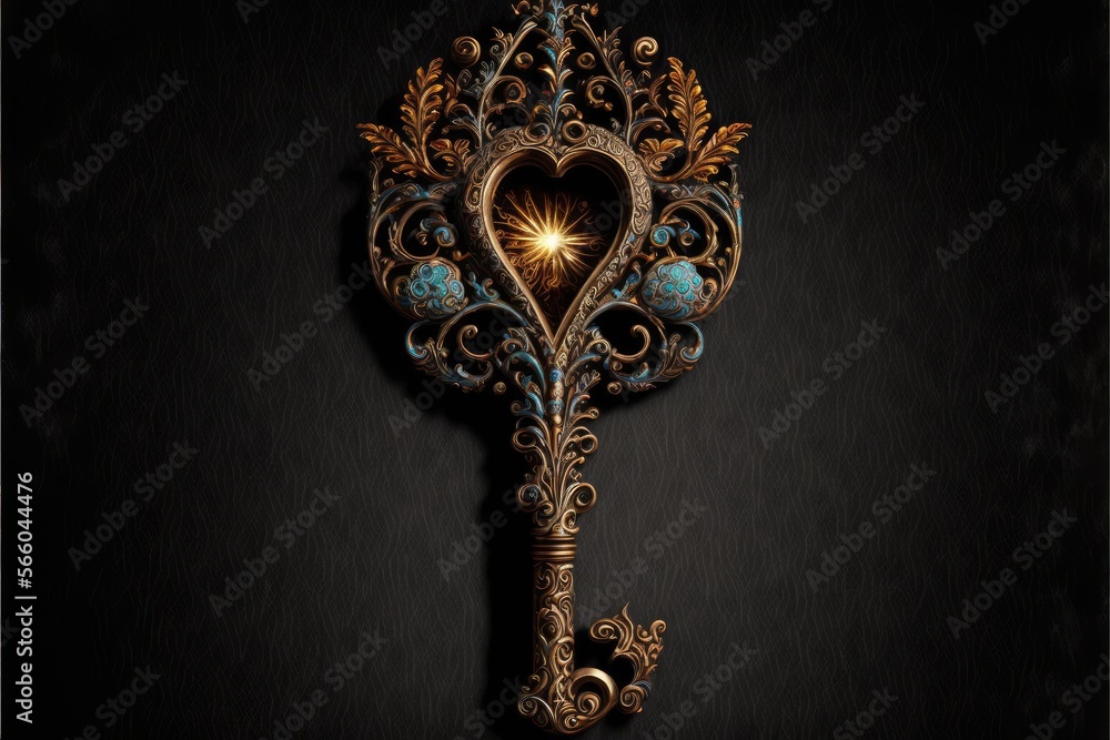 Magic key to fantasy world, mystical key, digital illustration ...