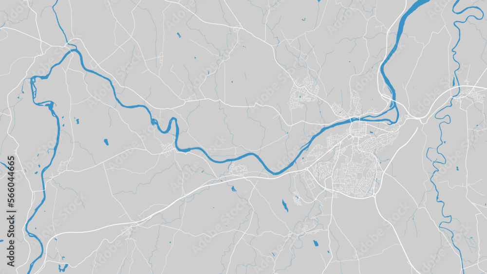 Tay river map, Perth city, Scotland. Watercourse, water flow, blue on ...