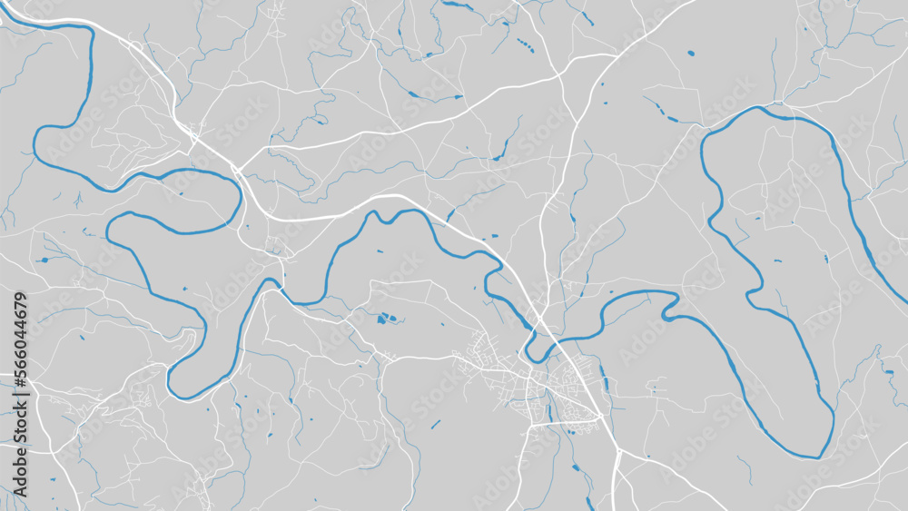 Wye river map, Wales, England. Watercourse, water flow, blue on grey ...