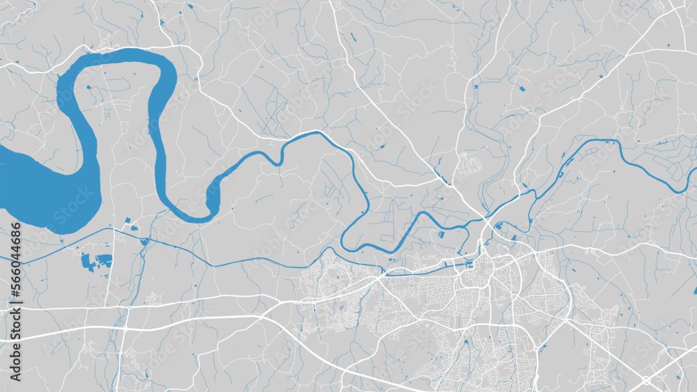 Severn river map, Gloucester, city, Wales, England. Watercourse, water ...