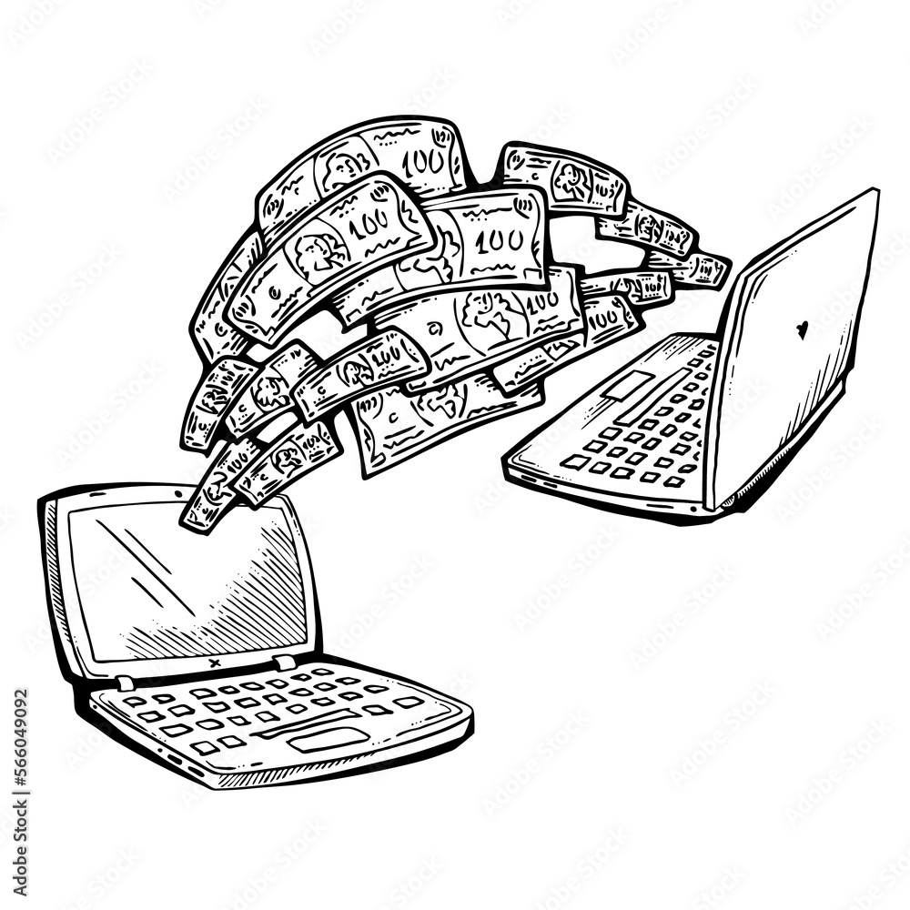 Money cash flying into and out of wallet. Income transfer, currency ...