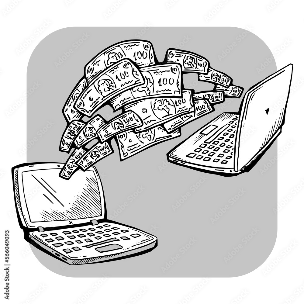 Money cash flying into and out of wallet. Income transfer, currency ...