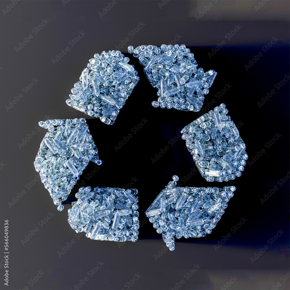 Poster Recycle symbol made by infinite plastic bottles; original 3d ...