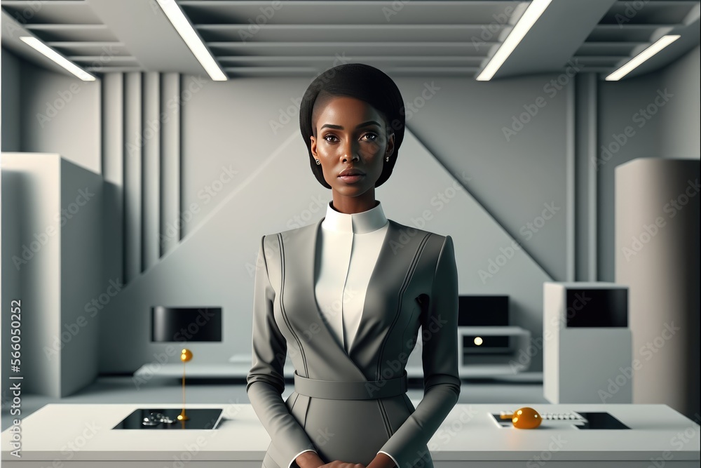 Woman from Cuba, Southern America, in business attire in modern office ...