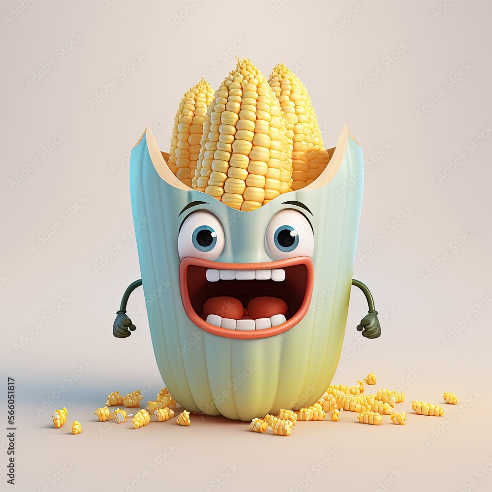 cartoon corn with popcorn Stock Illustration | Adobe Stock