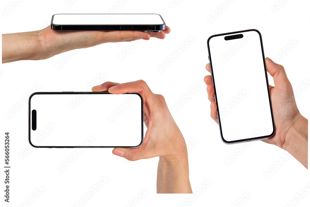 Phone in hand, png set. Modern, new phone in hand isolated on a ...