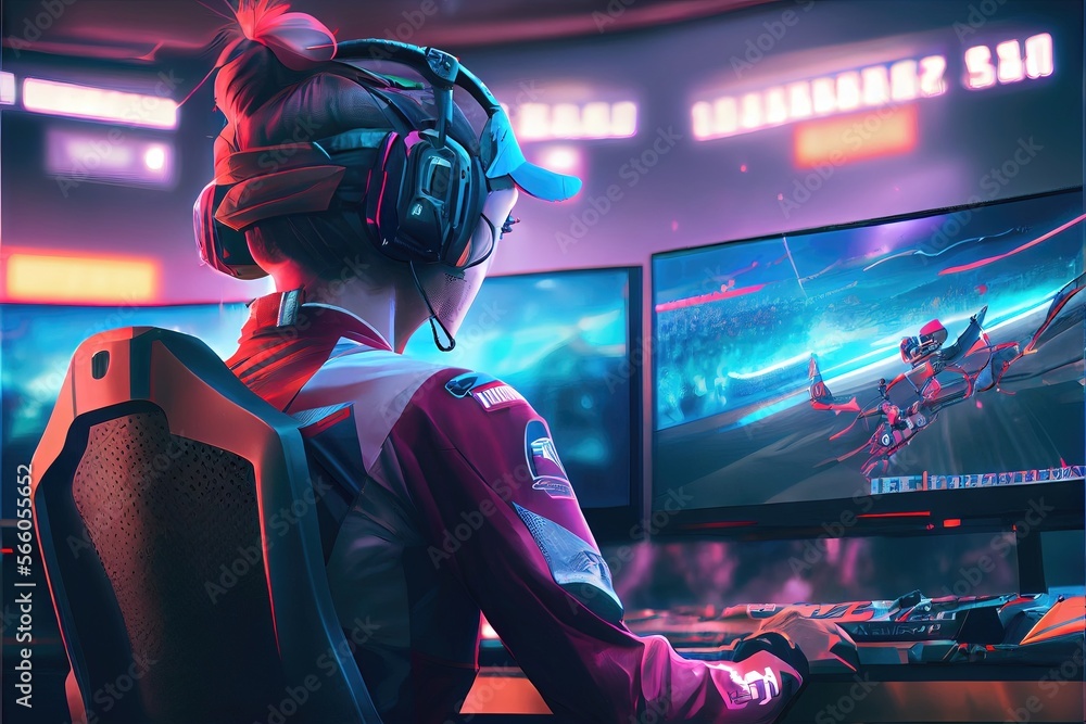 gamer playing video games using an esports controller and video gaming ...