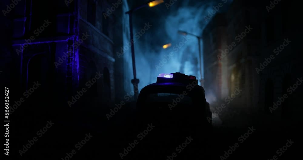 Police raid at night and you are under arrest concept. Silhouette of ...
