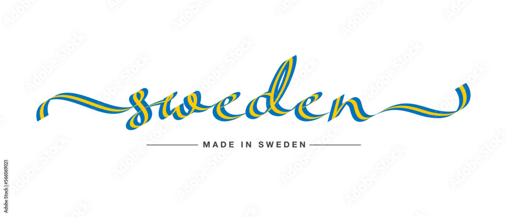 Made in Sweden new modern handwritten ribbon shaped calligraphy ...