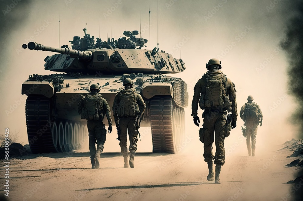 Marching Forward: The Power of the Tank and its Troops Stock ...