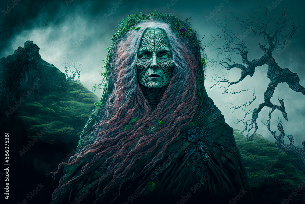 A banshee, folklore, old woman. Generative AI Stock Illustration ...