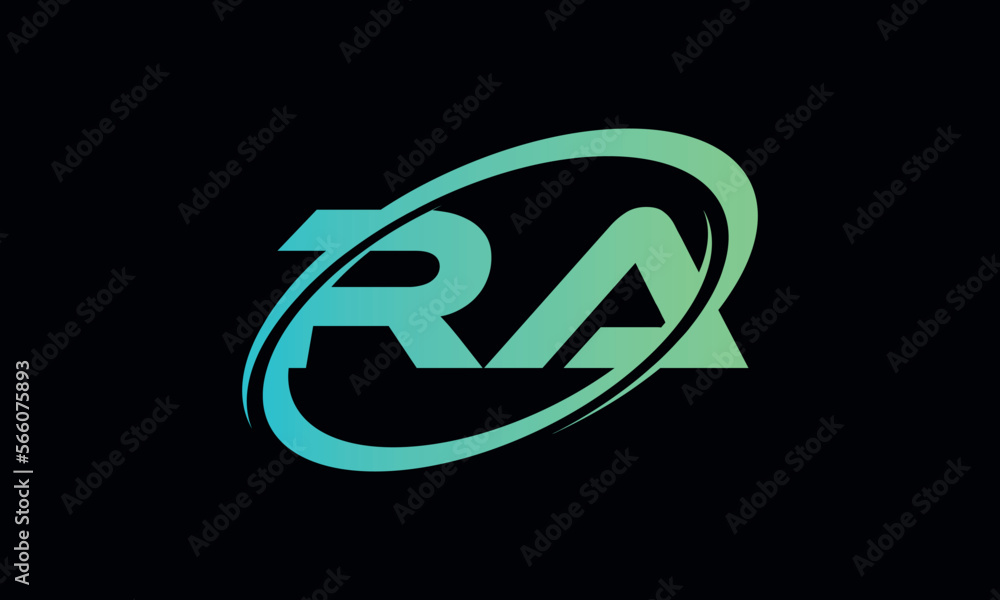 Initial letter RA logo. Circle swoosh RA Stock Vector | Adobe Stock