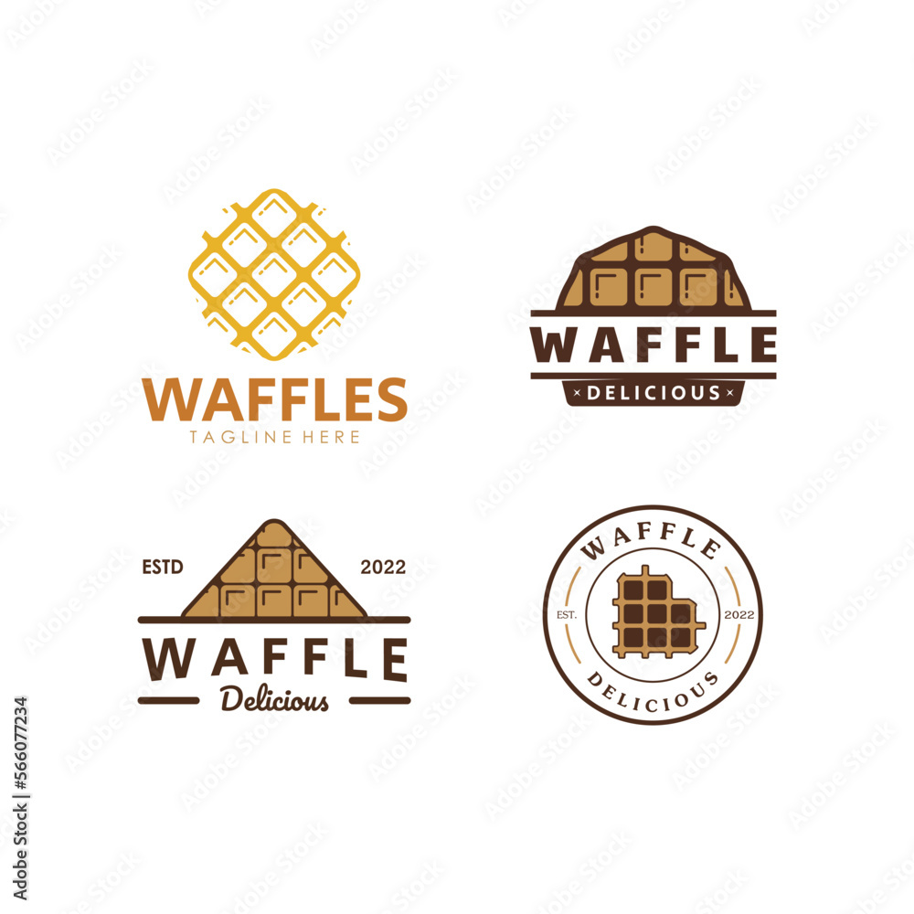 Delicious Belgian Waffle Logo Template Stock Vector | Adobe Stock