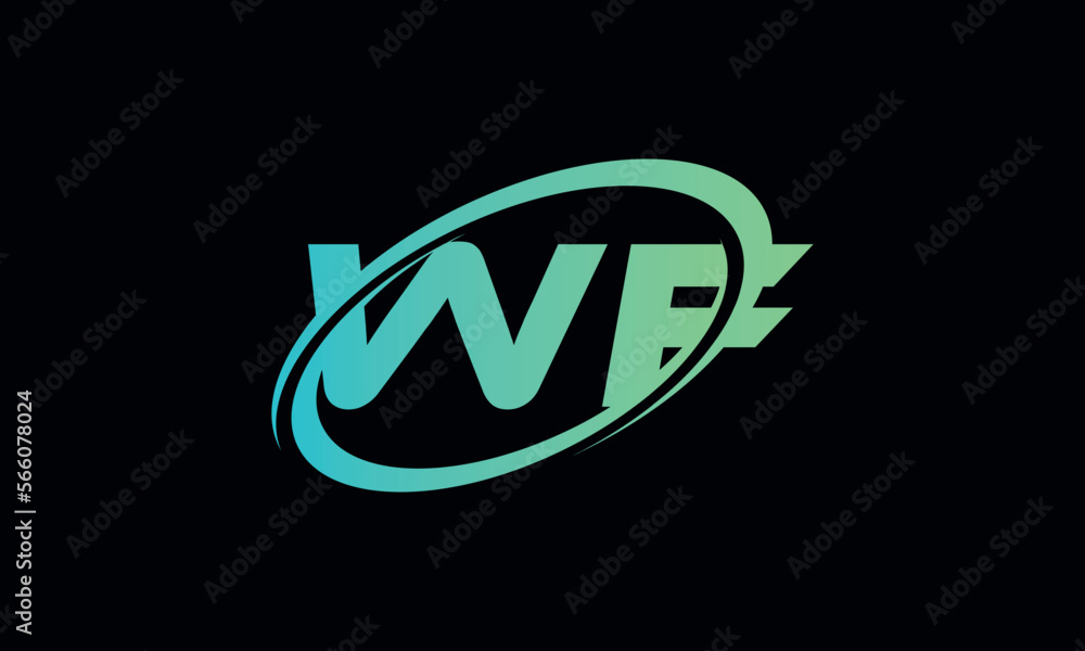 Initial letter WF logo. Circle swoosh WF Stock Vector | Adobe Stock