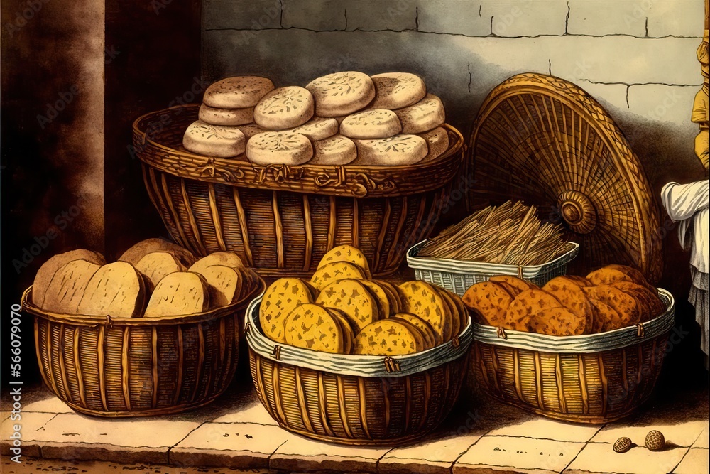 A basket full of delicious fresh bread, containing diverse kind of ...