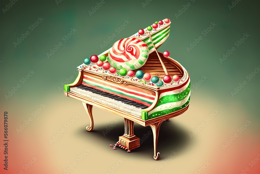 In this digital artwork, the grand piano is formed of jello and cream ...