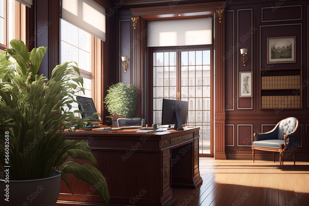 Interior Design a perspective of a lawyer office. Classic design ...