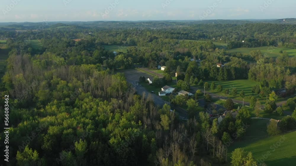 drone flight over the sacred grove near the Joseph Smith family farm ...