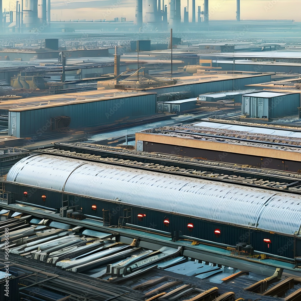 large industrial complex with multiple factories and warehouses Stock ...