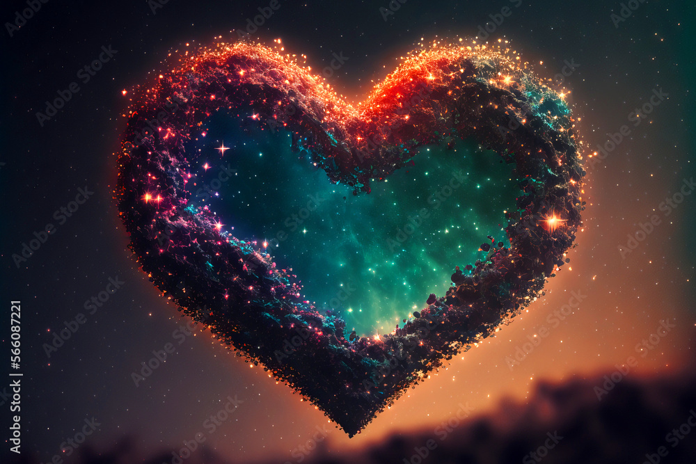 ภาพประกอบสต็อก beautiful abstract and colorful 3d heart made with rocks ...