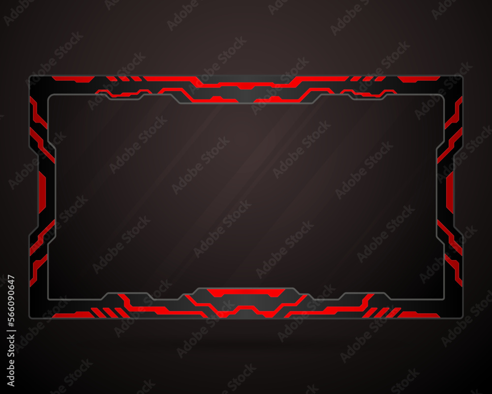 black and red border futuristic stream overlay webcam screen gui panel ...