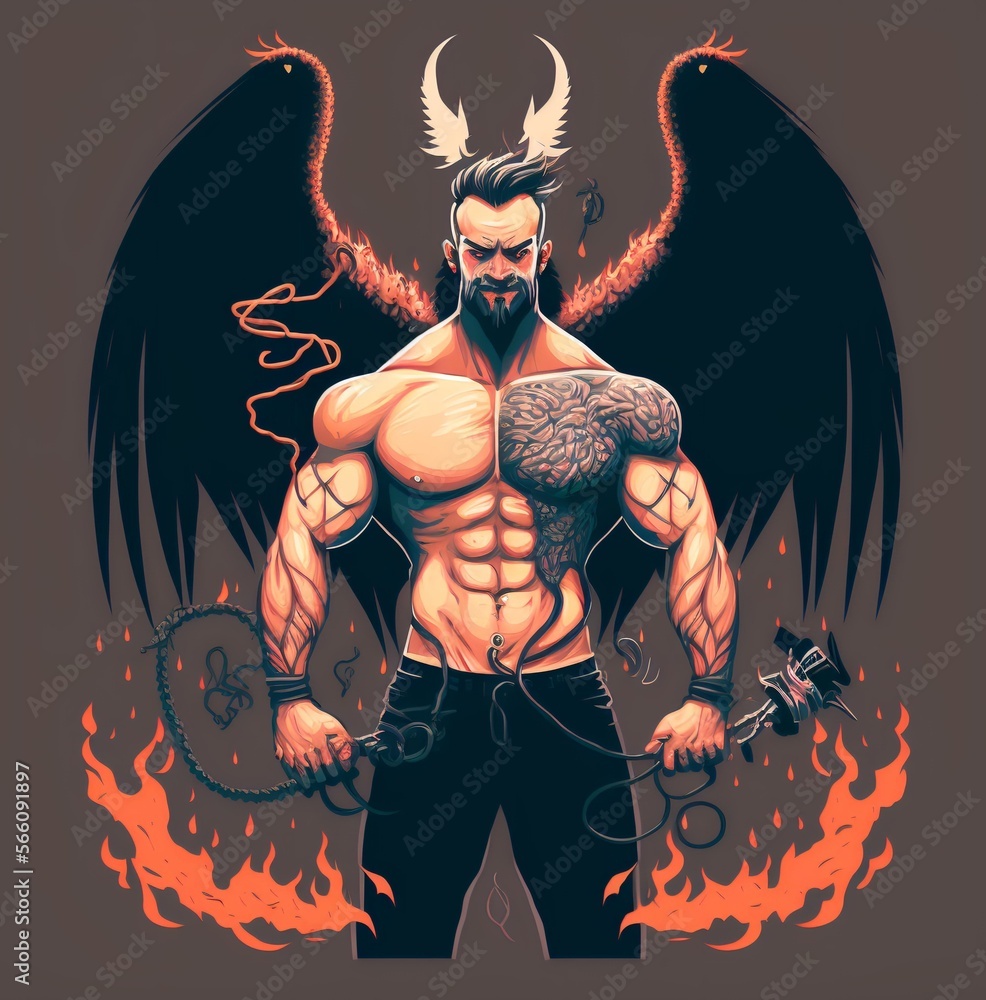 ‘Dragon Tamer’: muscular figure with dragon-like wings and a dragon ...