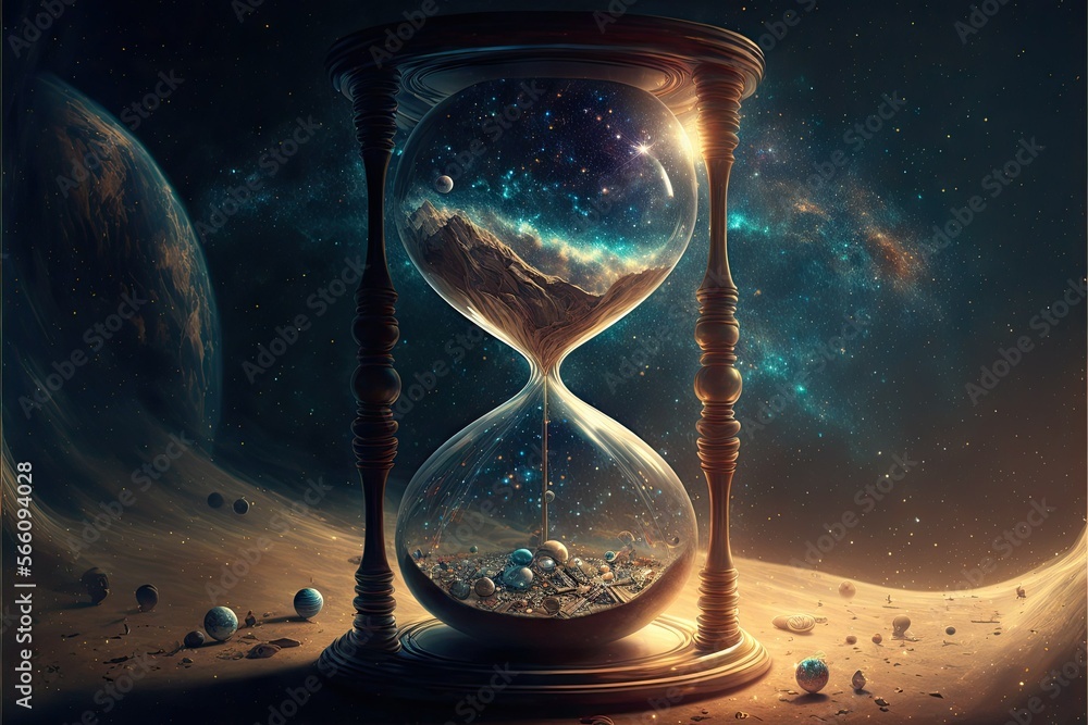 The flow of time and space in an infinite universe, ai art Stock ...