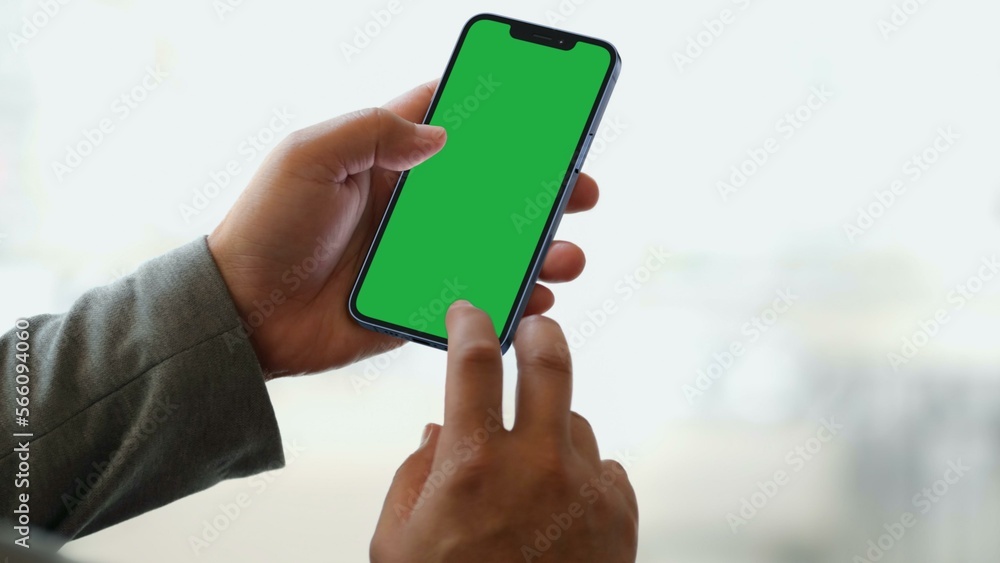 Realistic smartphone mockup. Green screen. Vector mobile device concept ...