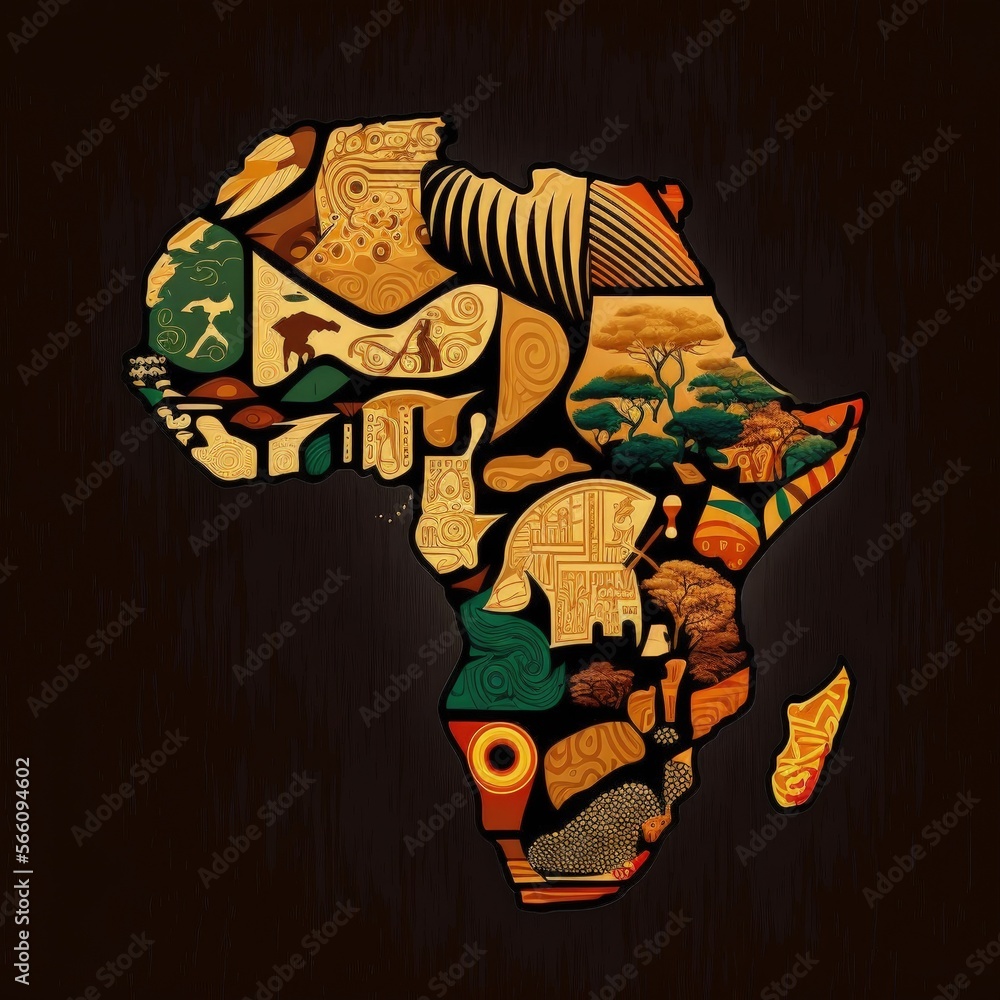 Africa map illustration with African colors, black history month ...