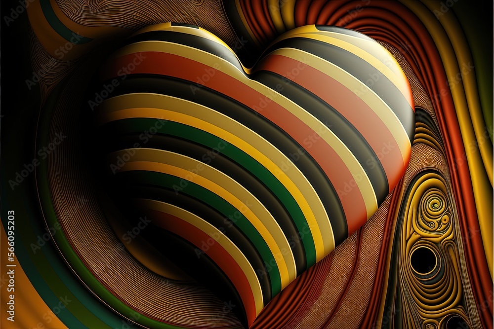 Heart illustration with African patterns and colors, black history ...
