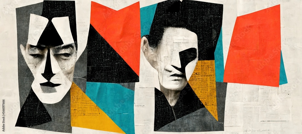 Abstract face portrait as a cubism art. Concept of creative shapes ...