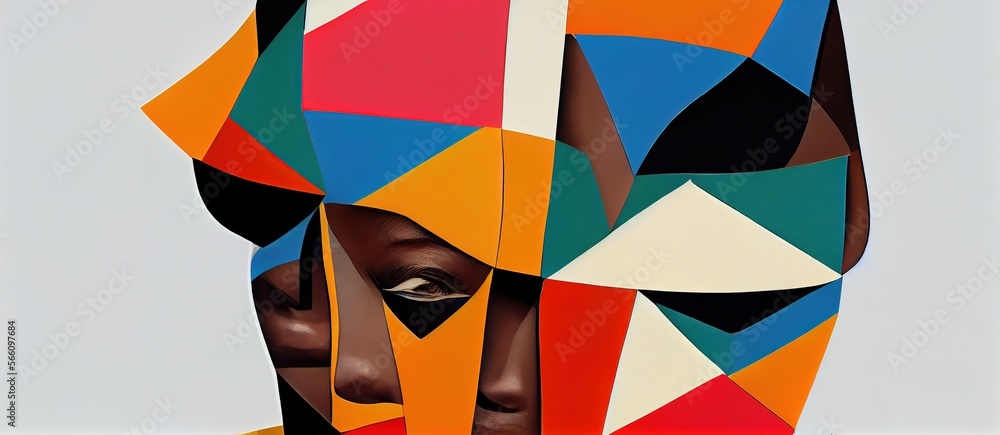Abstract face portrait as a cubism art. Concept of creative shapes ...