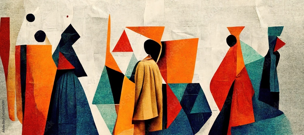 Abstract face portrait as a cubism art. Concept of creative shapes ...