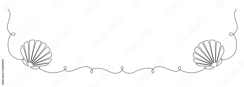 Continuous one line drawing of open oyster shell. Seashell symbol and ...