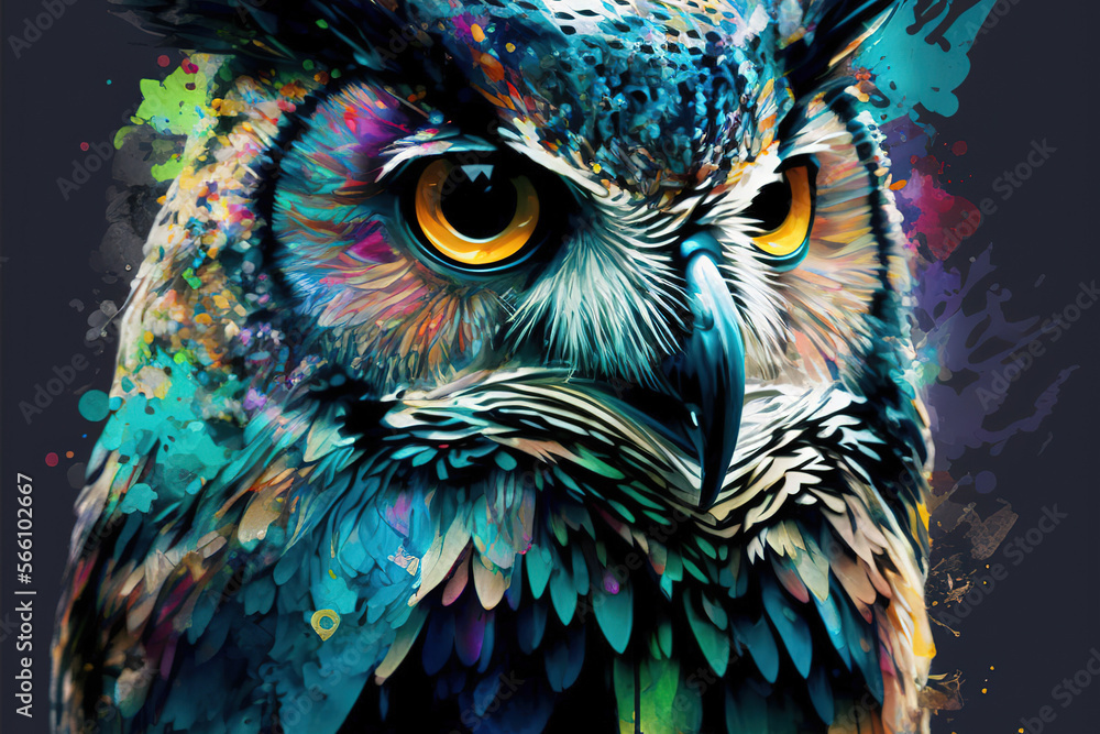 Abstract Watercolor Owl