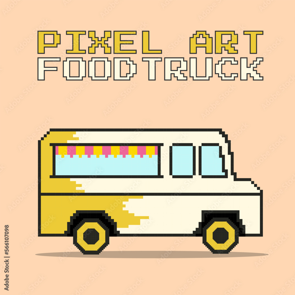 PIXEL ART FOOD TRUCK DESIGN POSTER Stock Vector | Adobe Stock