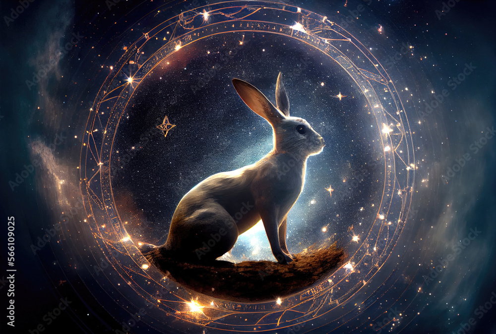 Rabbit zodiac constellation star sign and symbol in the universe with ...
