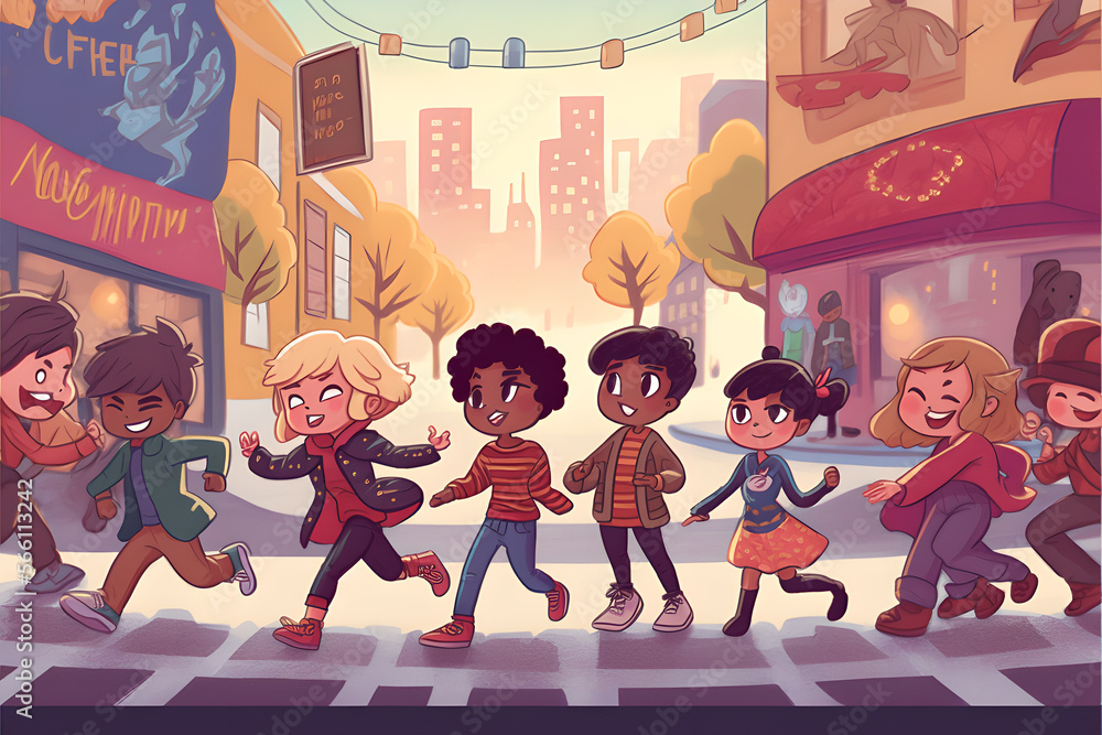 Sweet children playing in the street, black, african american and white ...