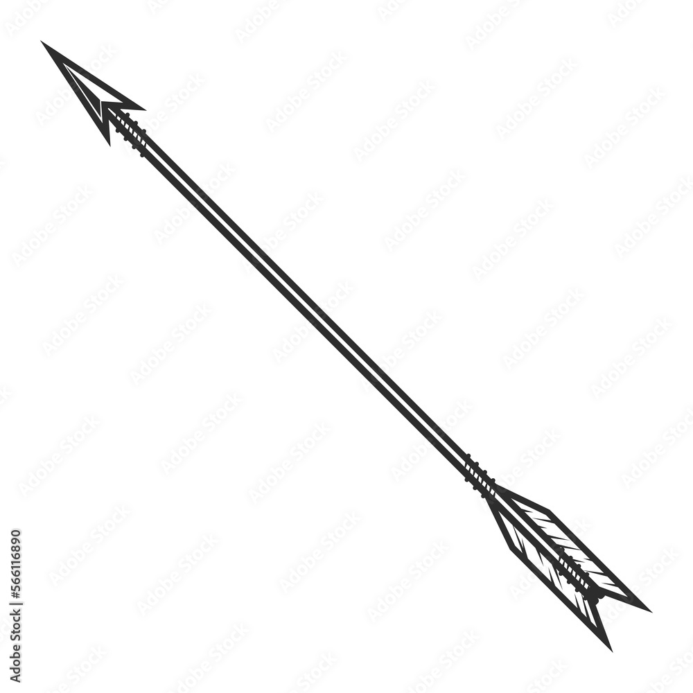 Vintage hunting arrow concept in monochrome style isolated vector ...