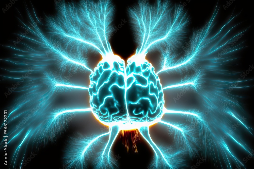 High Brain Cortex Activity for neuroscience, shown with x-ray method ...