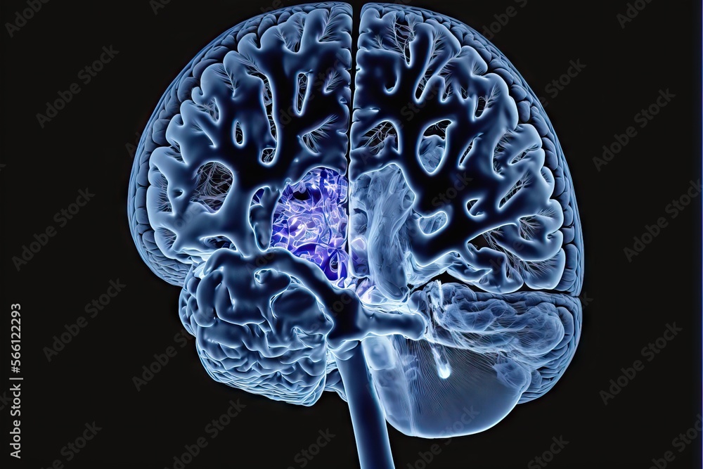 High Brain Cortex Activity for neuroscience, shown with x-ray method ...
