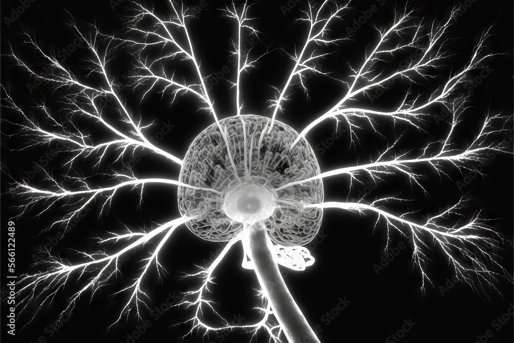 High Brain Cortex Activity for neuroscience, shown with x-ray method ...
