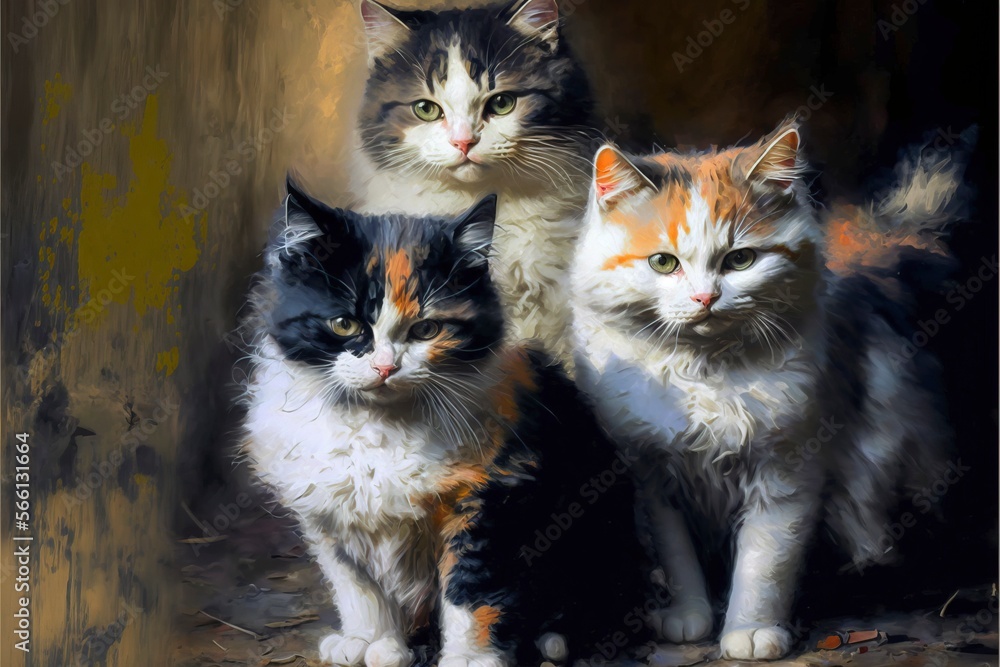 pastel oil impressionist painting of cats with Generative AI Stock ...