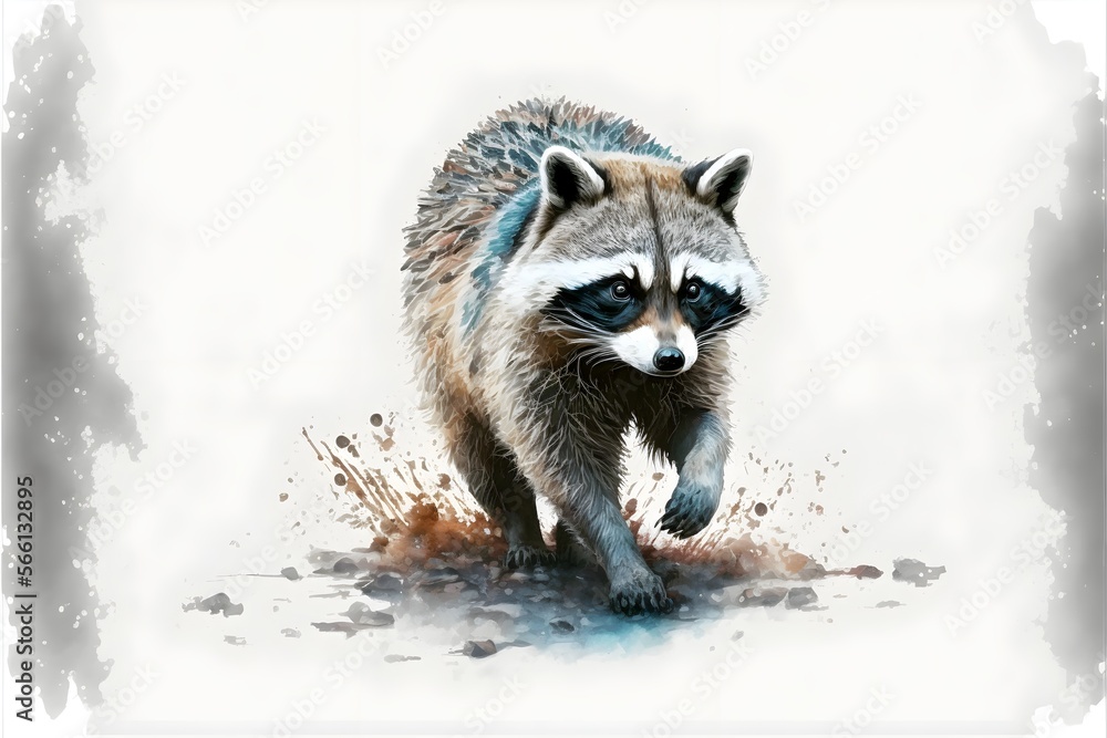 mythical creature raccoon forward amphibious ONE Fullbody portrait ...